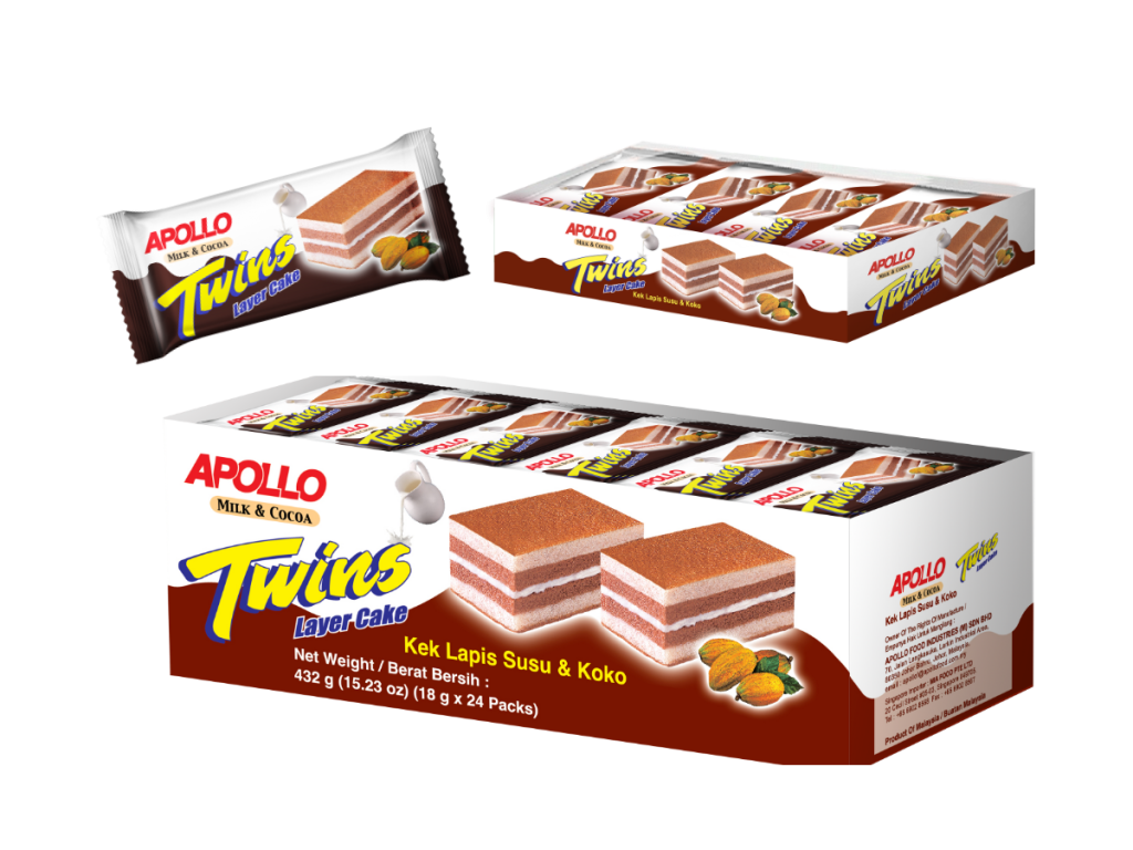 APOLLO Milk & Cocoa Twins Layer Cake - APOLLO Food Holdings Berhad