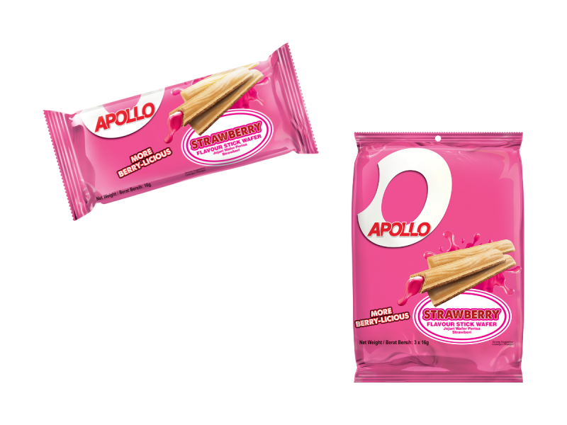 APOLLO Strawberry Flavour Stick Wafer - APOLLO Food Holdings Berhad